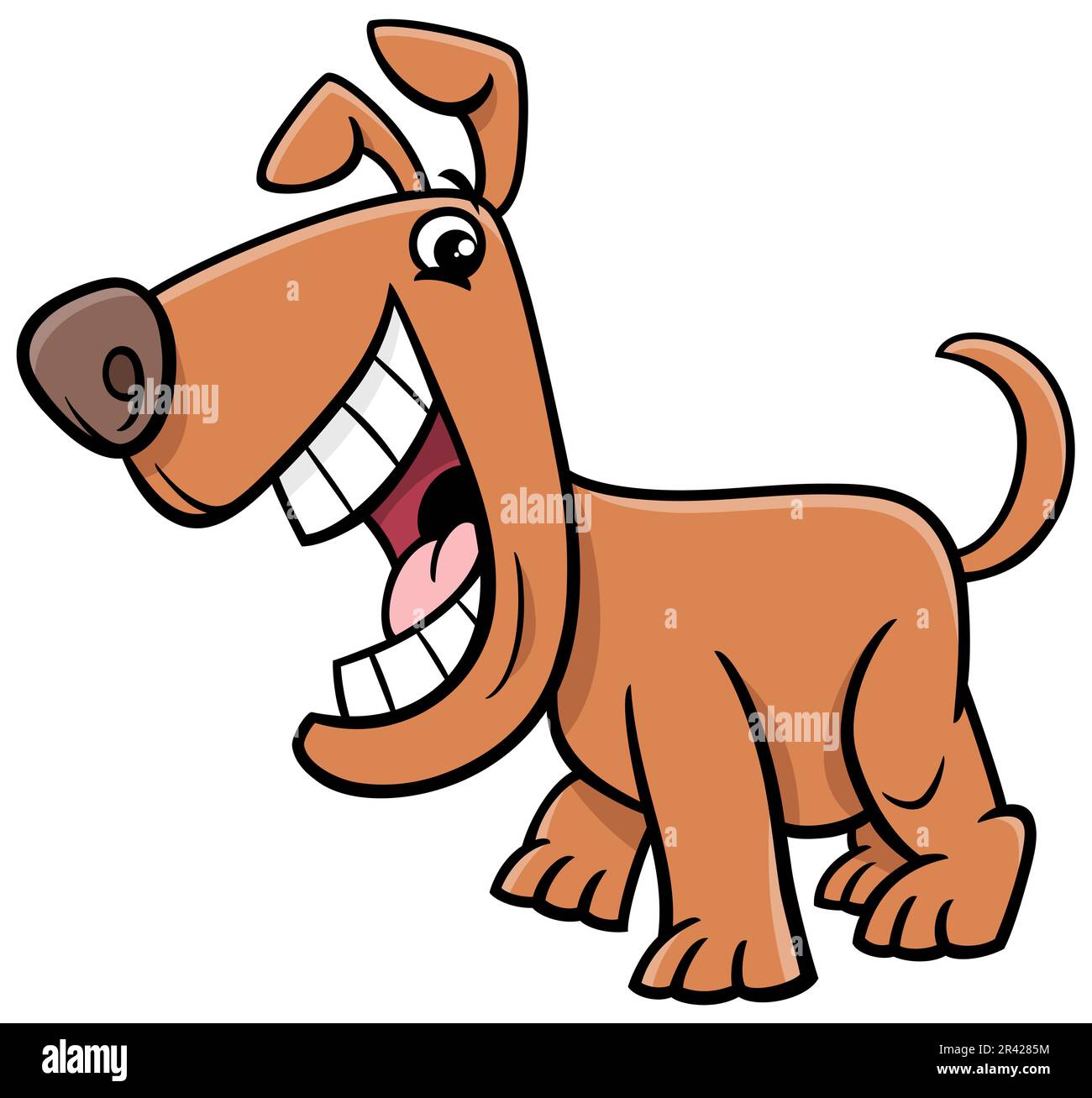 Happy cartoon brown dog comic animal character Stock Photo - Alamy