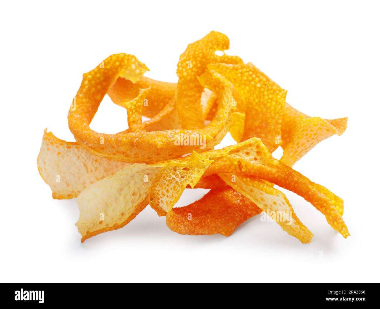 Pile of dry orange peels on white background Stock Photo - Alamy