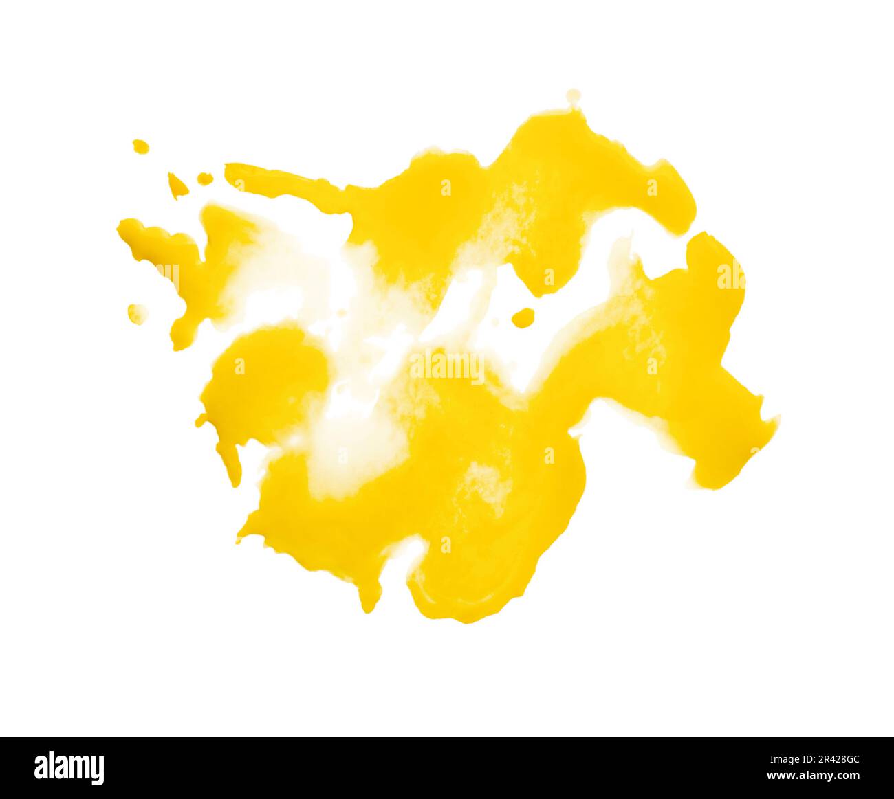 Blot of yellow watercolor paint isolated on white, top view Stock Photo ...