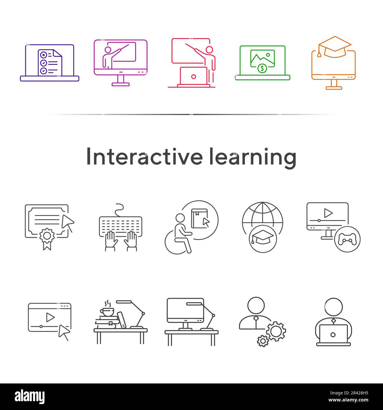 Interactive learning line icon set Stock Vector Image & Art - Alamy