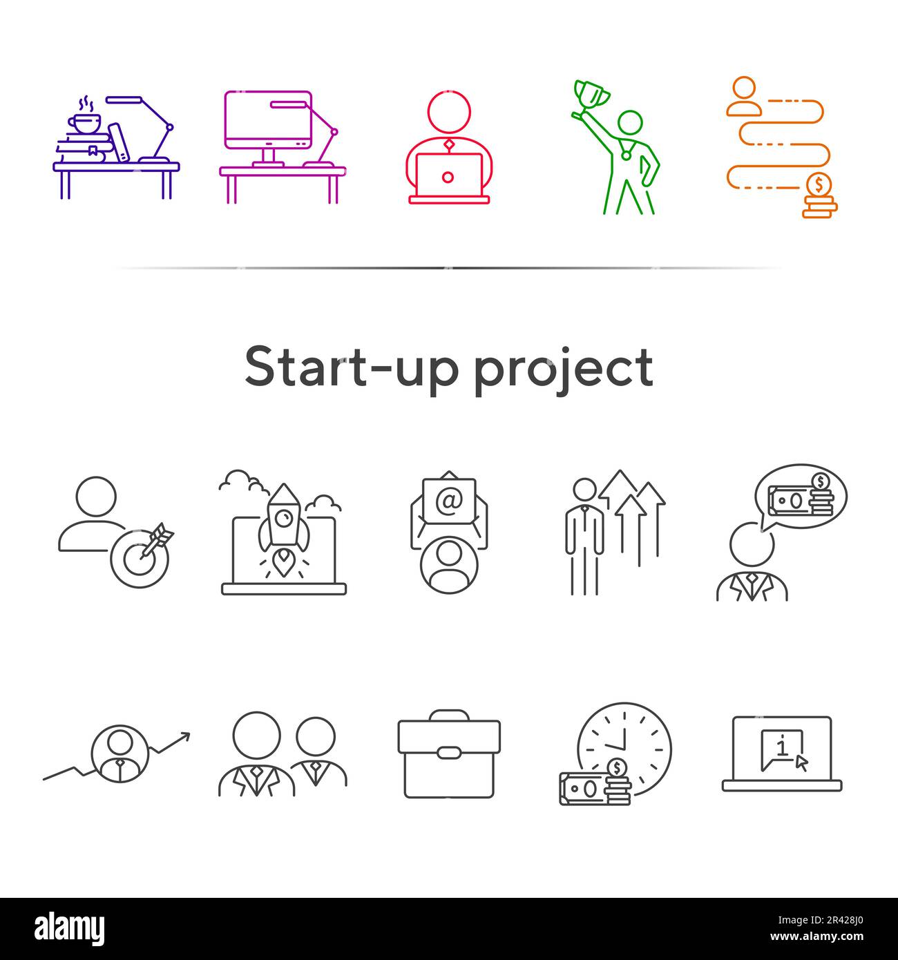 Startup line icon set Stock Vector Image & Art - Alamy