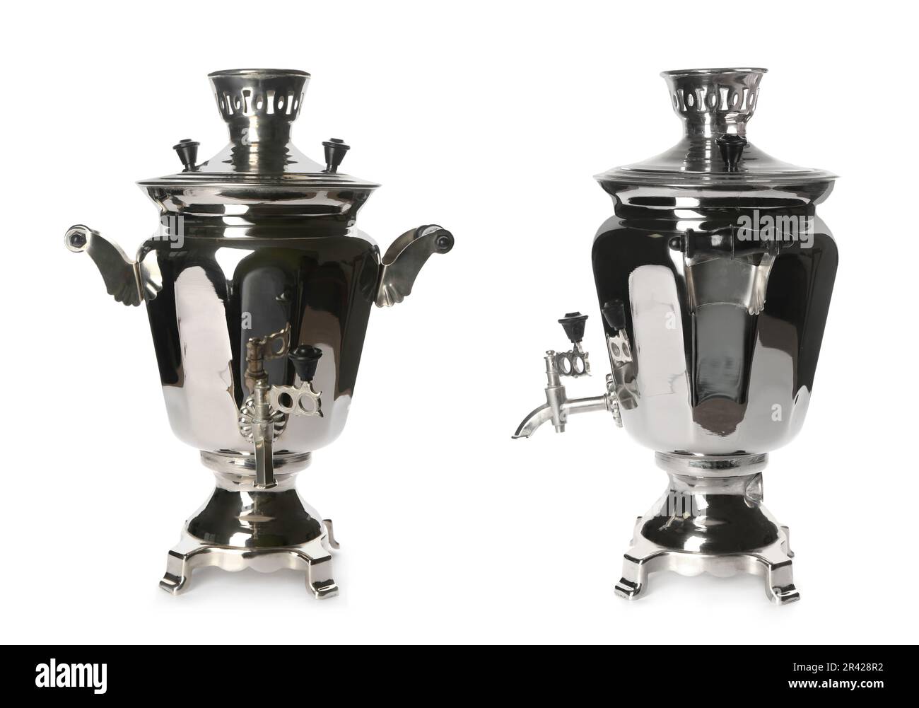 Traditional Russian samovars on white background, collage Stock Photo ...