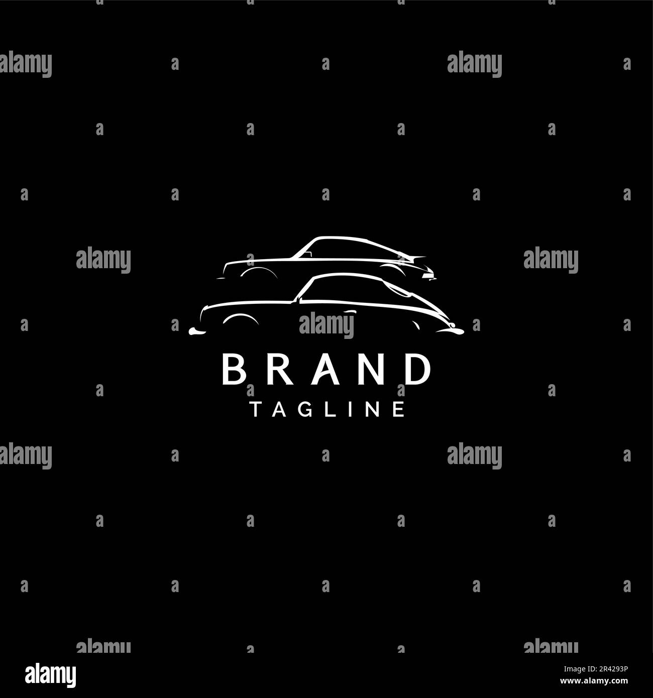 Two Classic Car Silhouette Logo Design. The silhouette of two ...