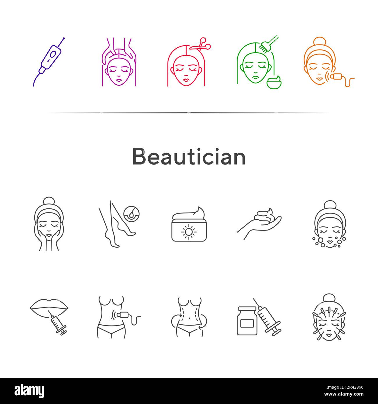 Beautician line icon set Stock Vector Image & Art - Alamy