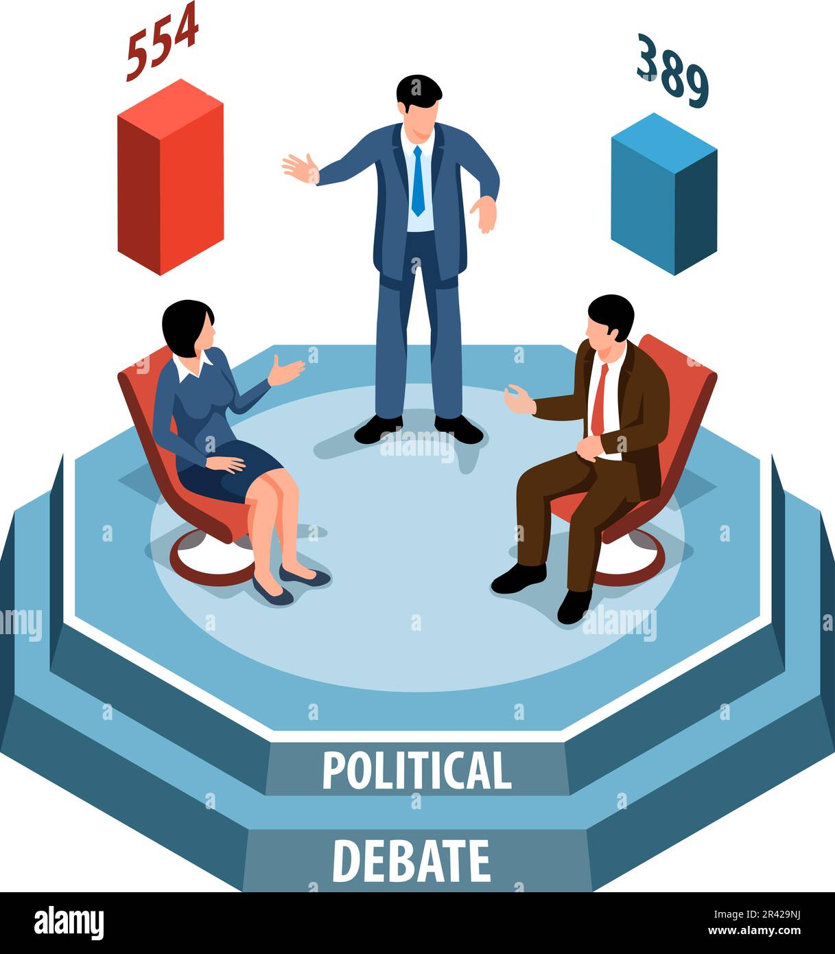 Isometric politicla concept with election debate scene vector ...