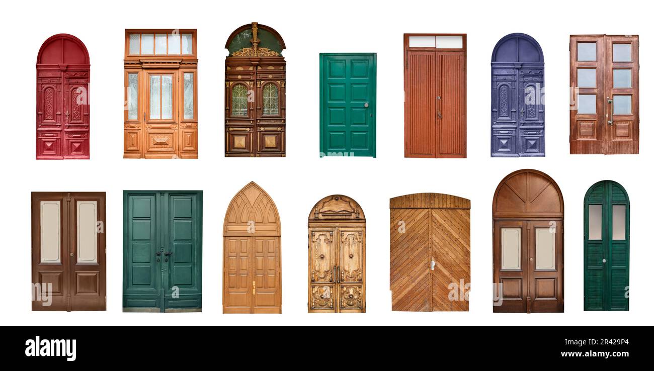 Set of many different doors on white background Stock Photo - Alamy
