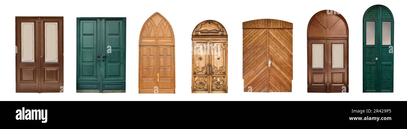 Set of many doors on white background Stock Photo - Alamy