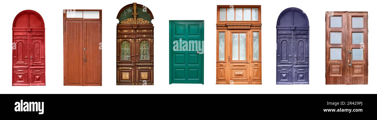 Set of different doors on white background Stock Photo - Alamy