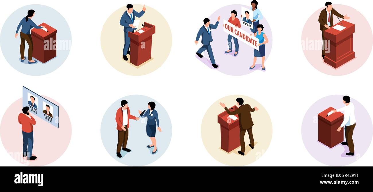 Isometric election compositions set with political debates and voting ...