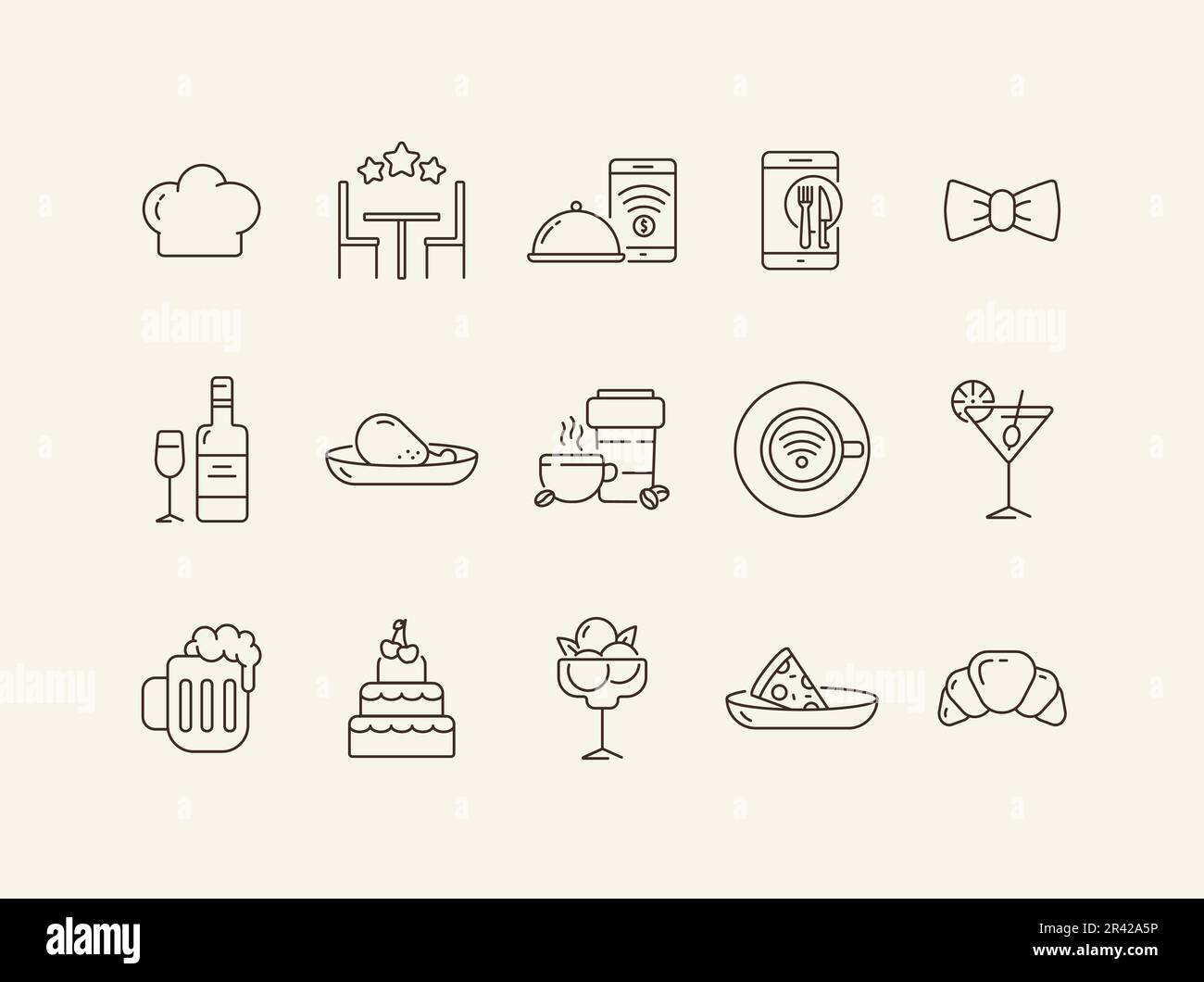 Restaurant service line icon set Stock Vector Image & Art - Alamy