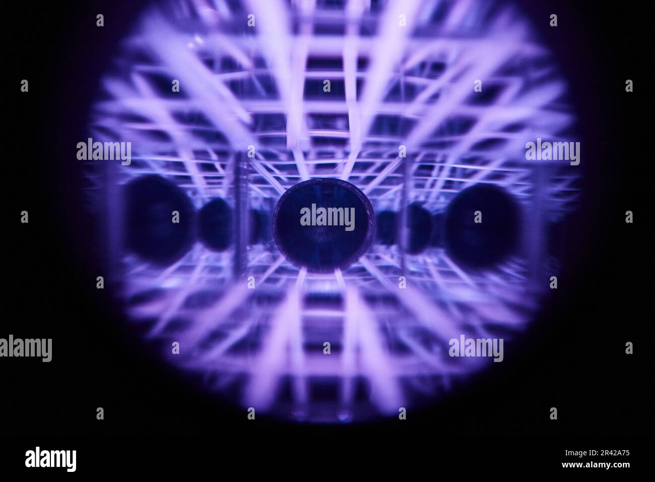 Abstract asset background with purple and white lines and dark spheres ...