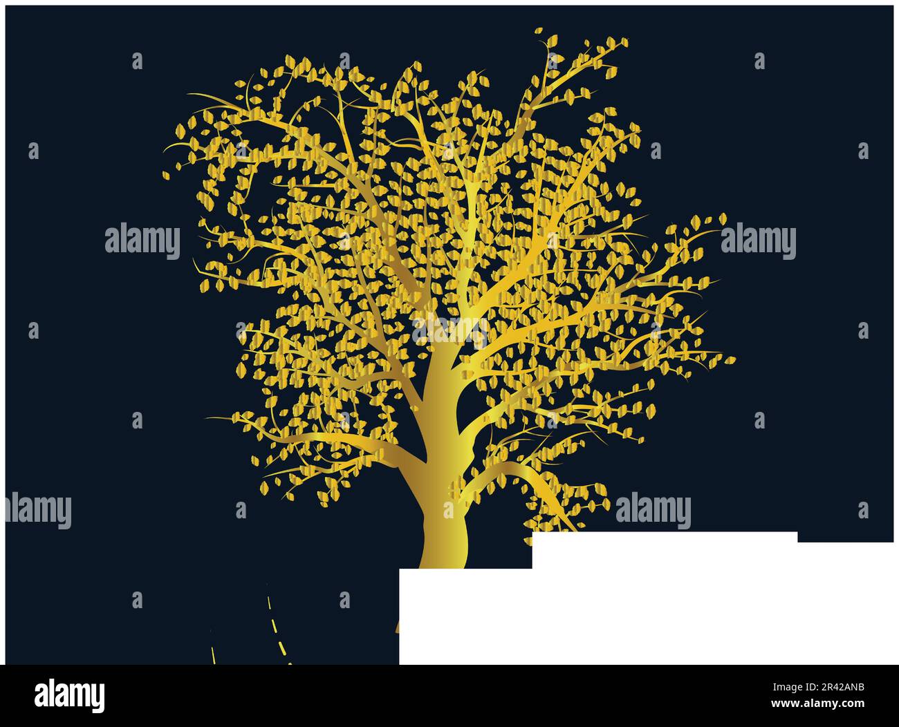 Tree in golden gradient with moon shapes. Tree Of Life design. Golden ...