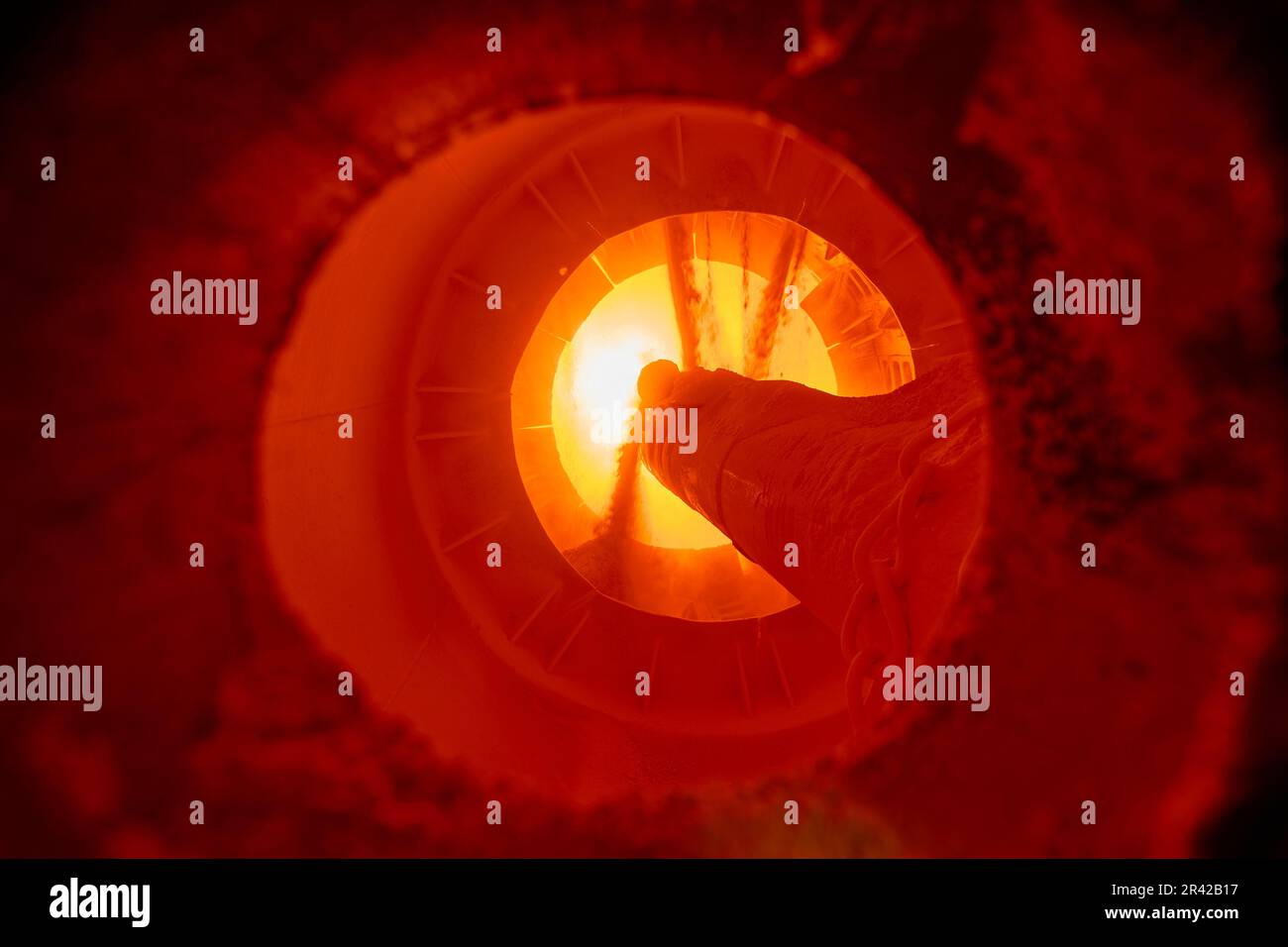Combustion chamber of rotary furnace for roasting limestone Stock Photo ...