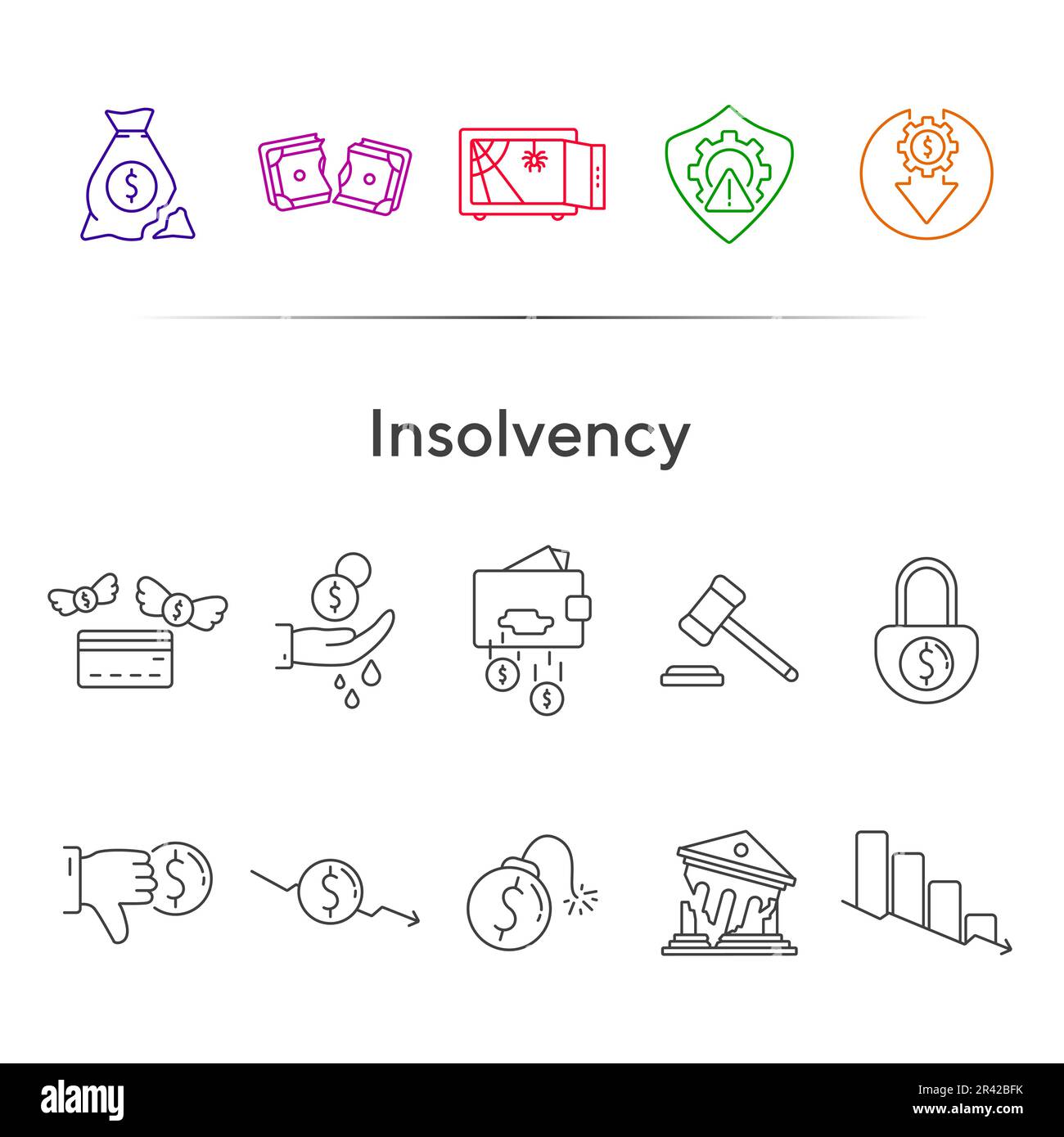 Insolvency line icon set Stock Vector Image & Art - Alamy