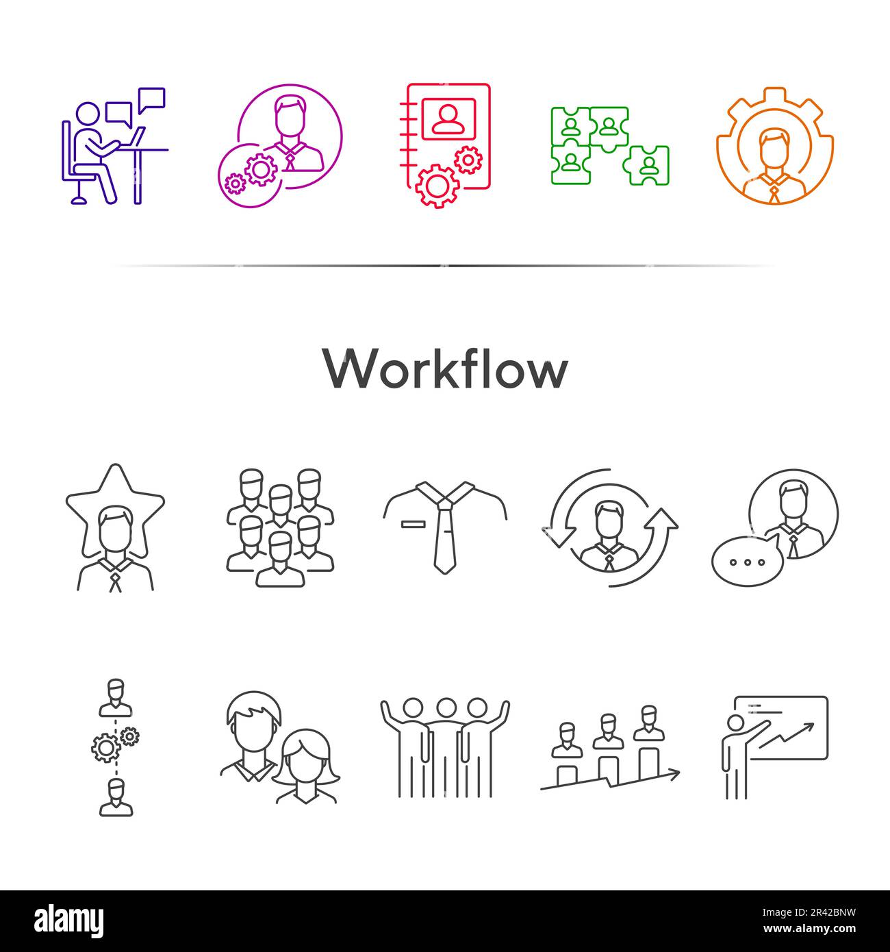 Workflow Line Icons Stock Vector Image And Art Alamy