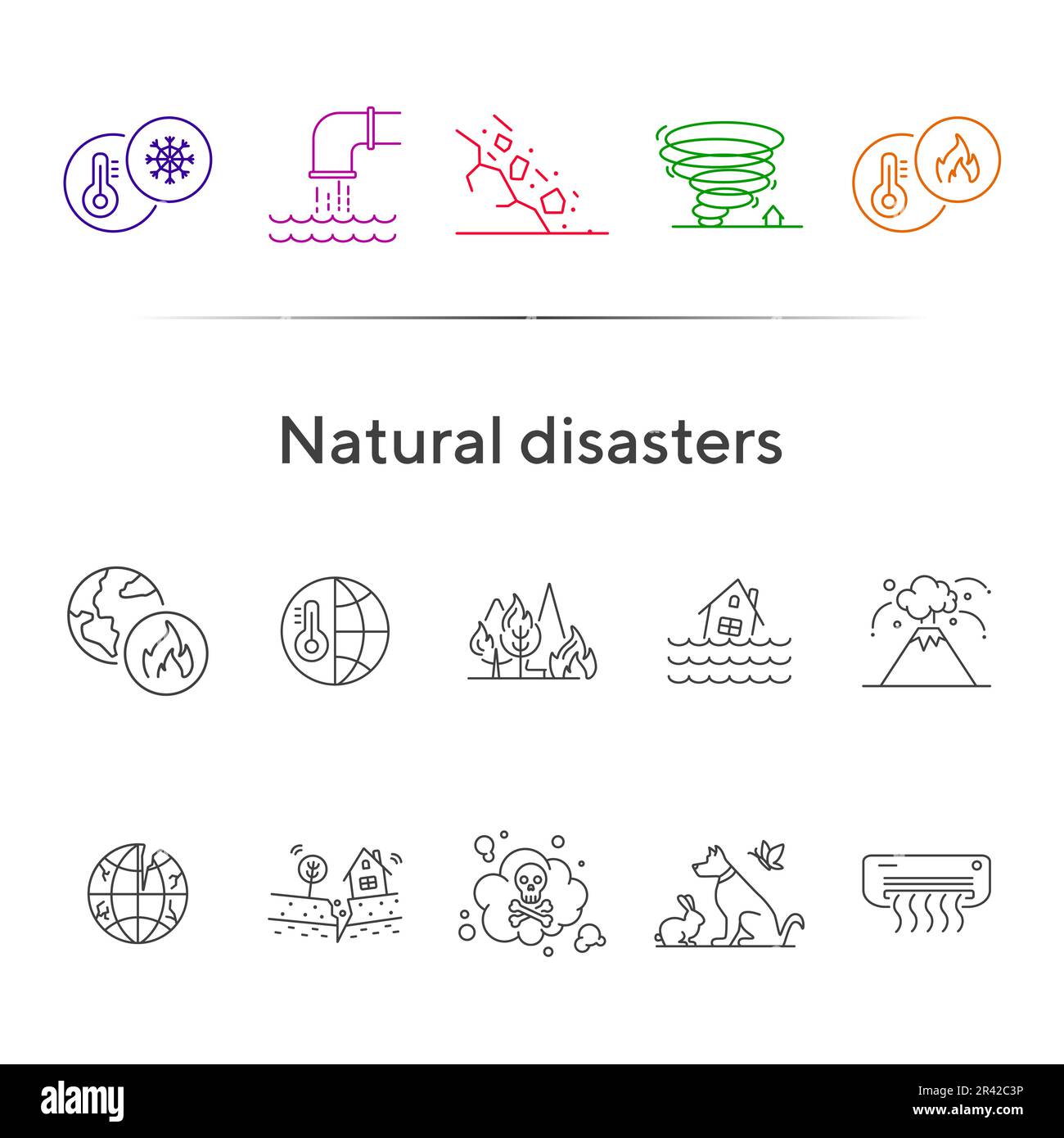 Natural disasters icons Stock Vector Image & Art - Alamy