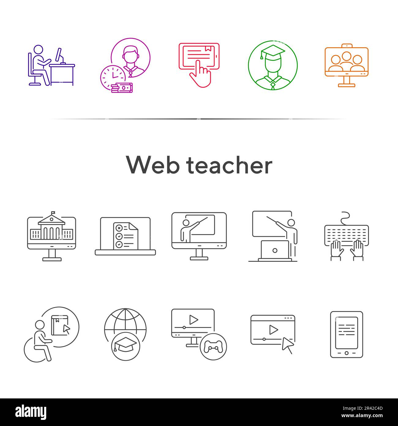 Web teacher line icon set Stock Vector Image & Art - Alamy