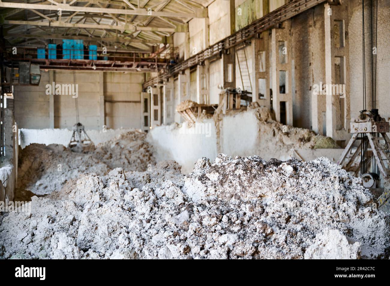 Loaded factory warehouse with chalk mined from open quarry Stock Photo ...
