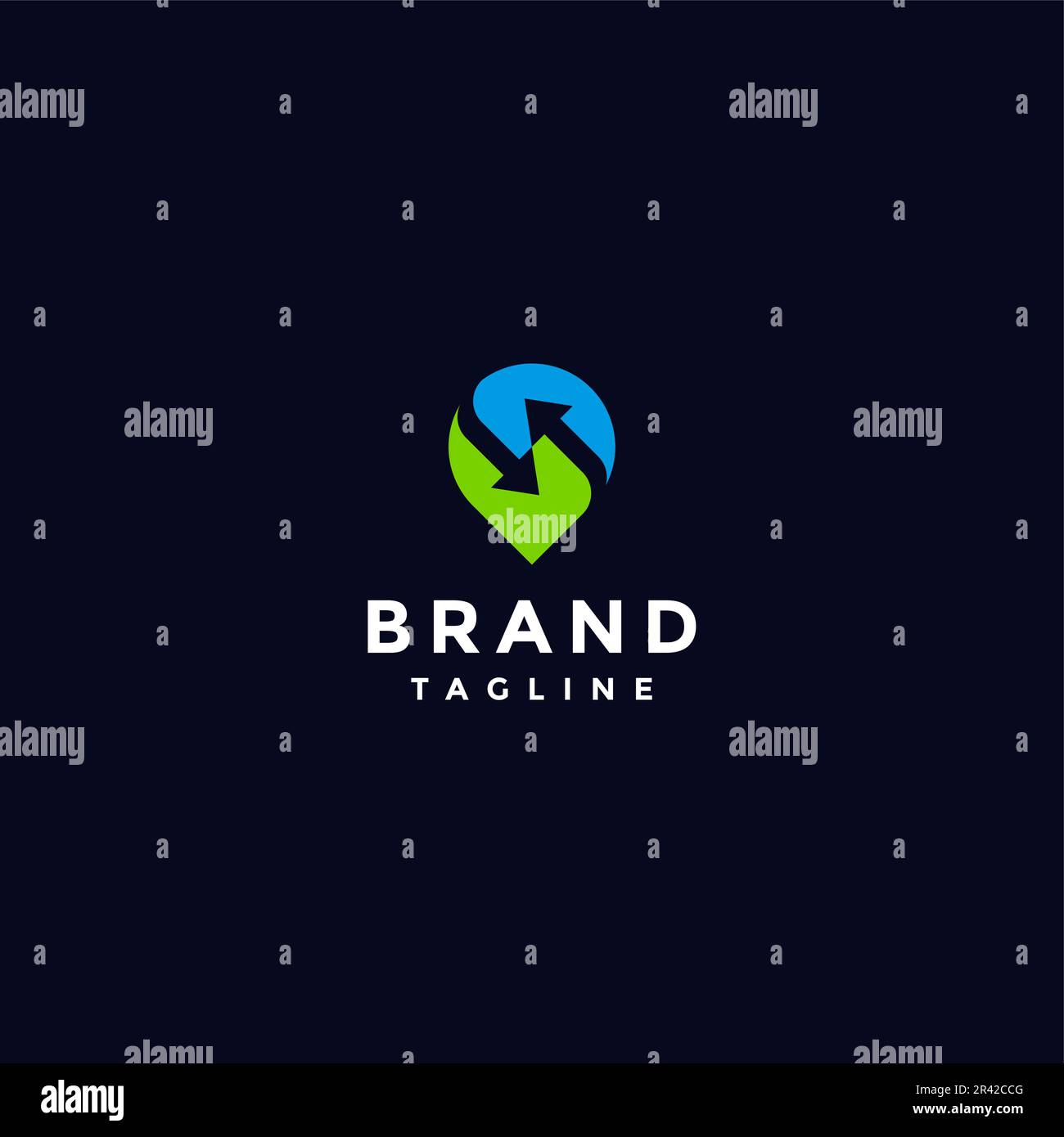 Two Arrows inside Pin Icon Logo Design. Simple symbol of two way arrow ...