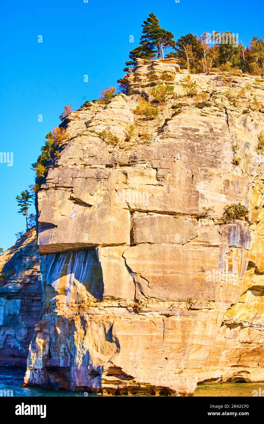 Face in cliff wall of Pictured Rocks at National Park in Michigan Stock ...