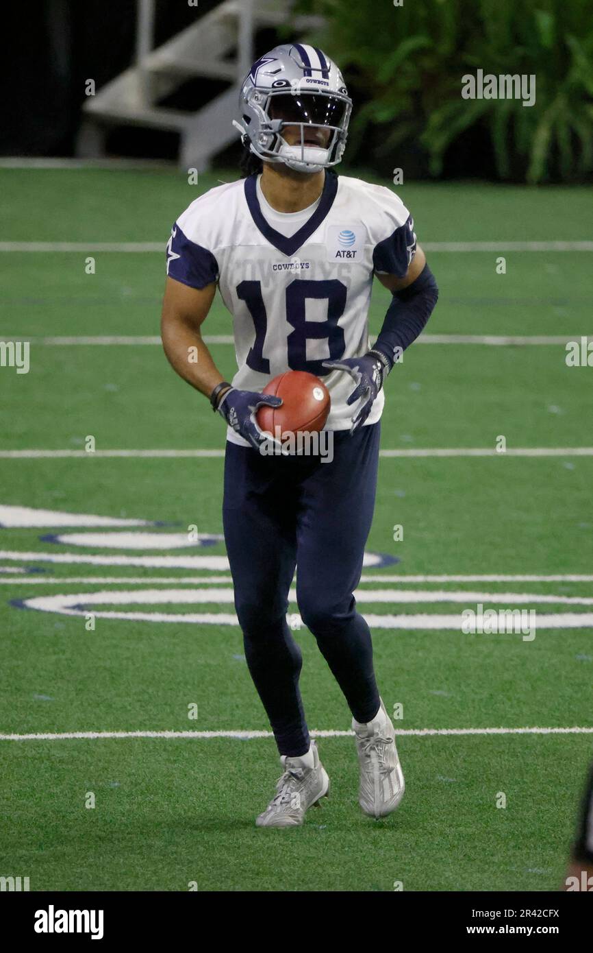 Dallas Cowboys wide receiver Jalen Tolbert (18) runs on the field ...