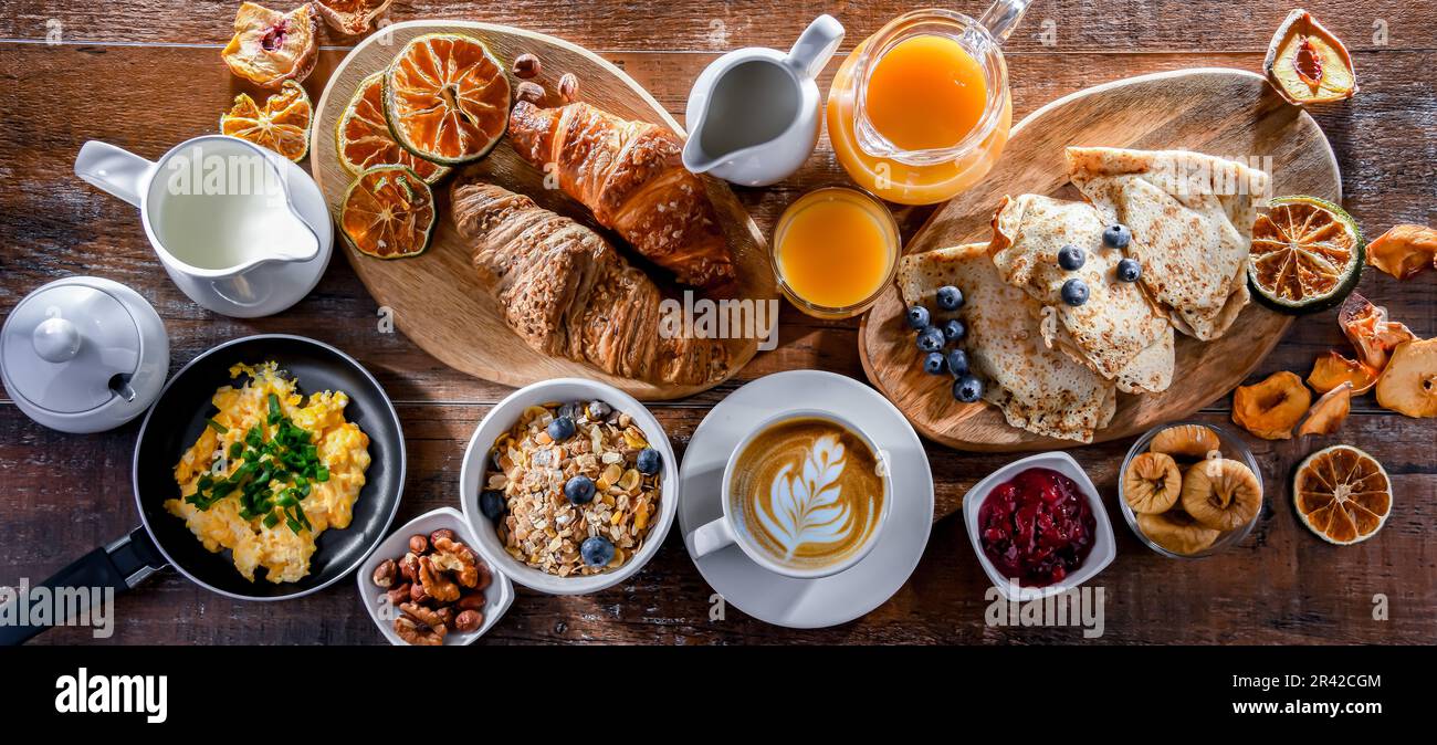 Breakfast served with coffee Stock Photo - Alamy
