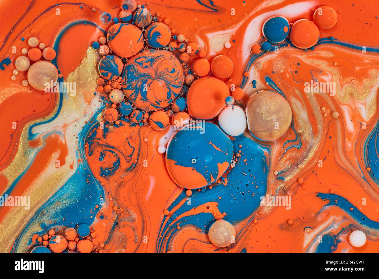 Bubbles of oil spheres in abstract acrylic painting background asset ...