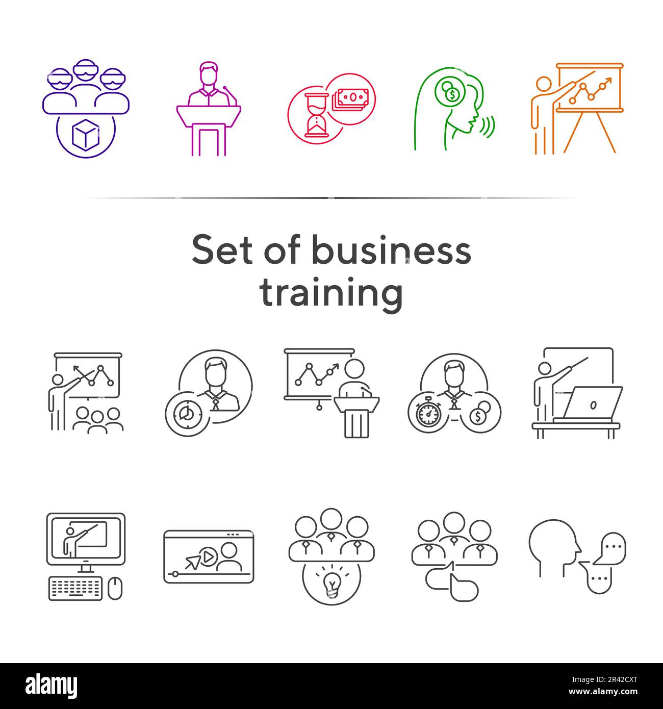 Set of business training icons Stock Vector Image & Art - Alamy