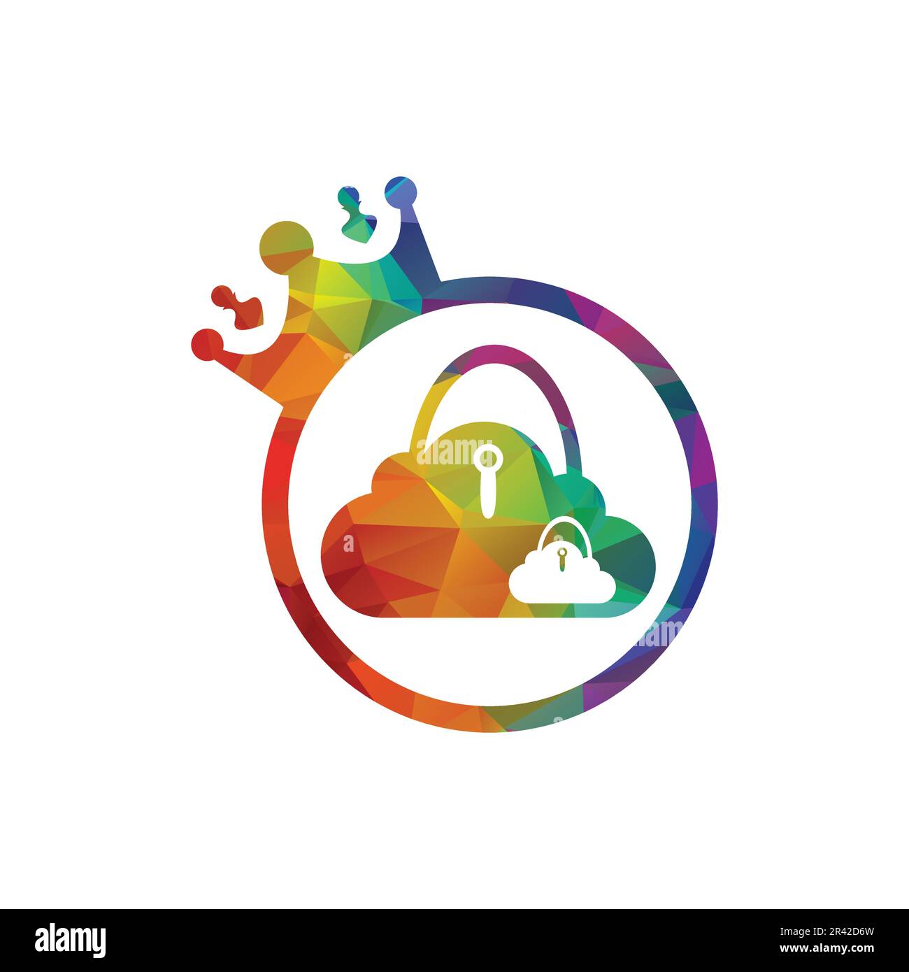 Secure cloud King icon. vector logo design. Cloud with key and lock ...