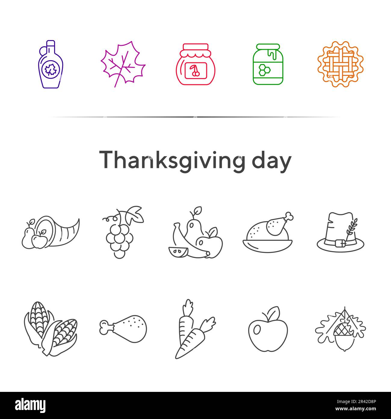 Thanksgiving day line icon set Stock Vector Image & Art - Alamy