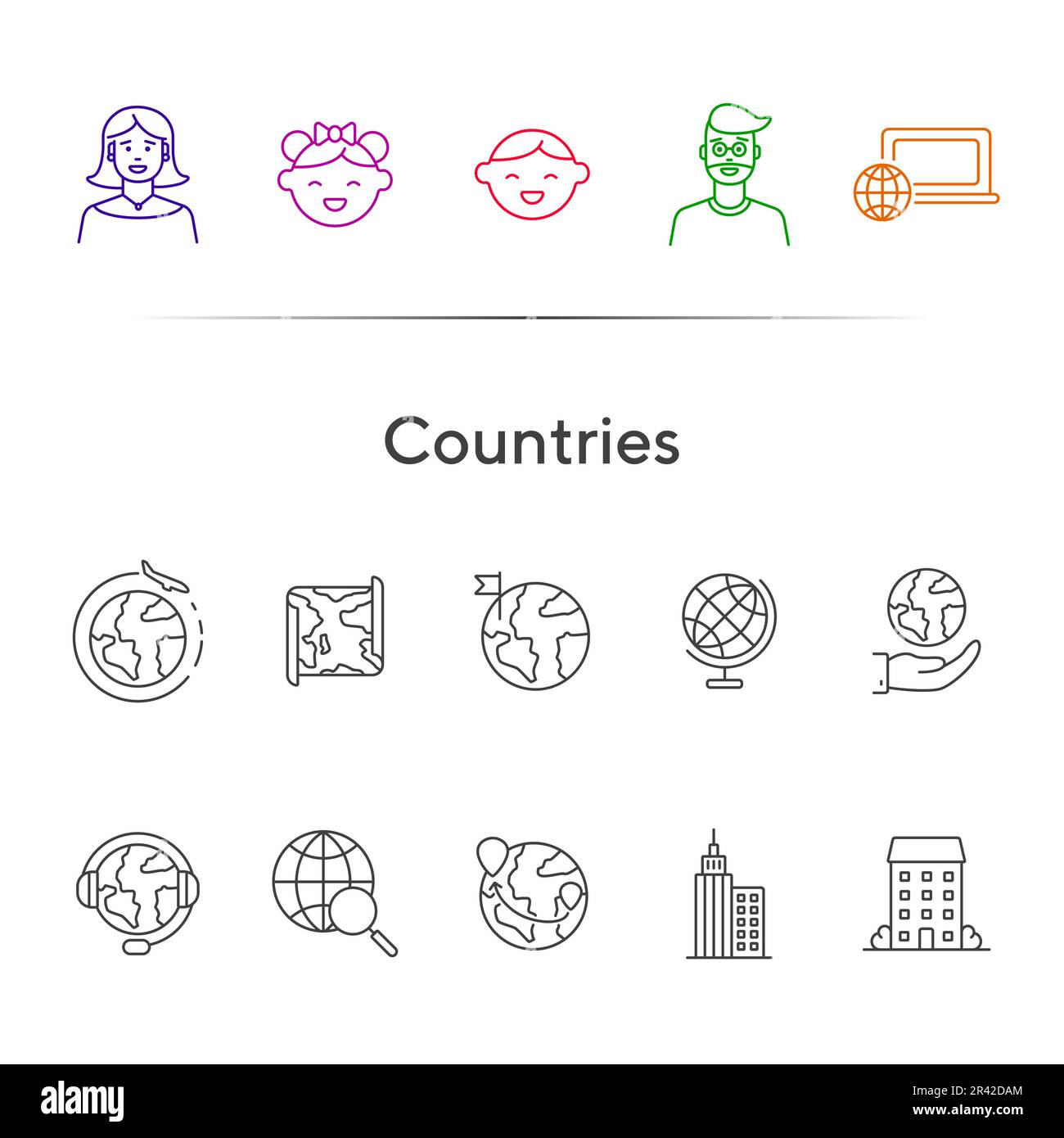 Countries line icon set Stock Vector Image & Art - Alamy