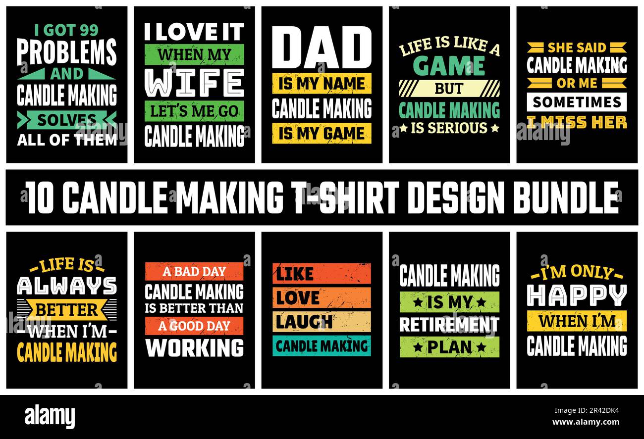 Candle Making T Shirt Design Set Vector Stock Vector Image & Art - Alamy