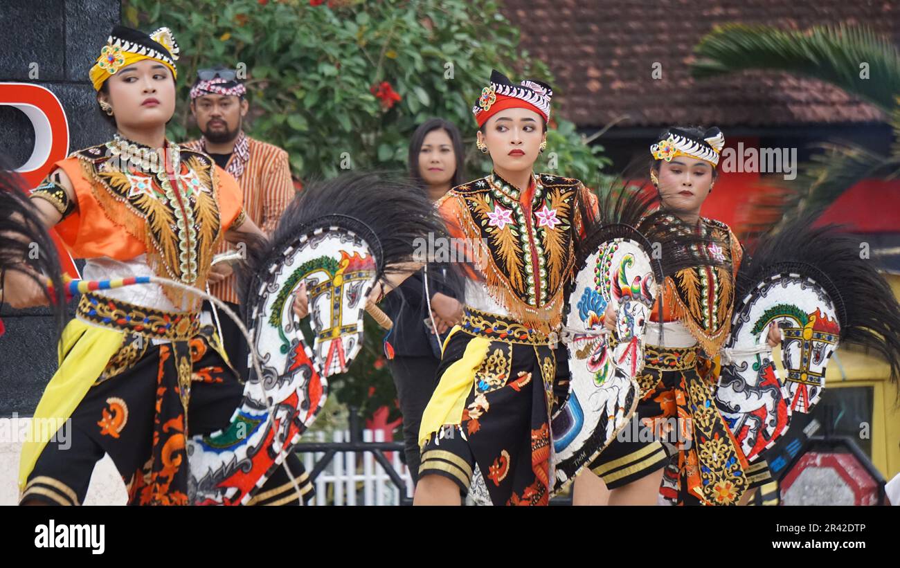 Jaranan dance, a traditional dance from Java. Jaranan comes from jaran which means horse Stock ...