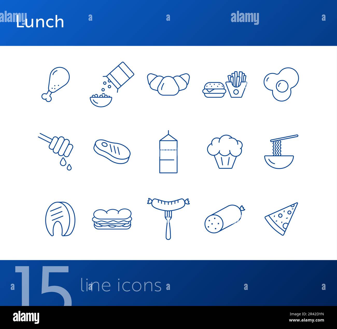 Lunch line icon set Stock Vector Image & Art - Alamy