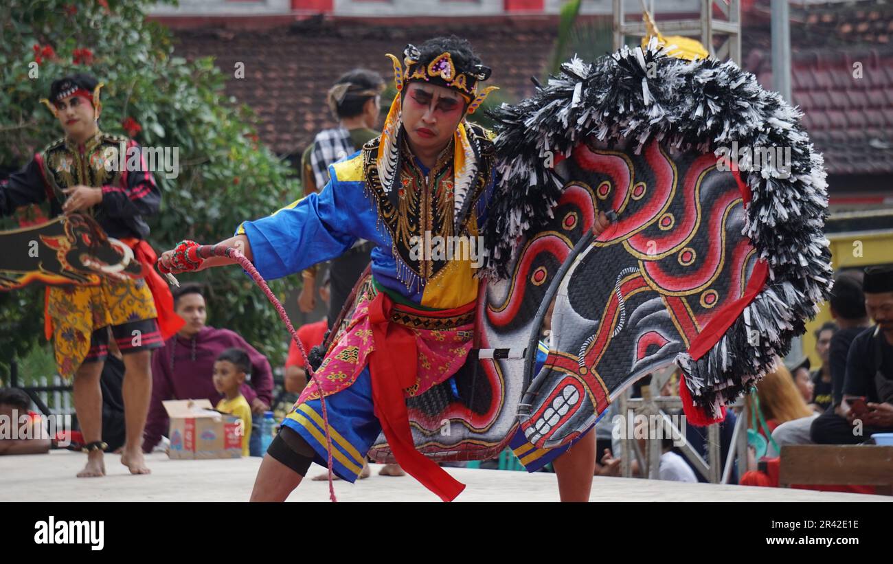 Jaranan dance, a traditional dance from Java. Jaranan comes from jaran which means horse Stock ...