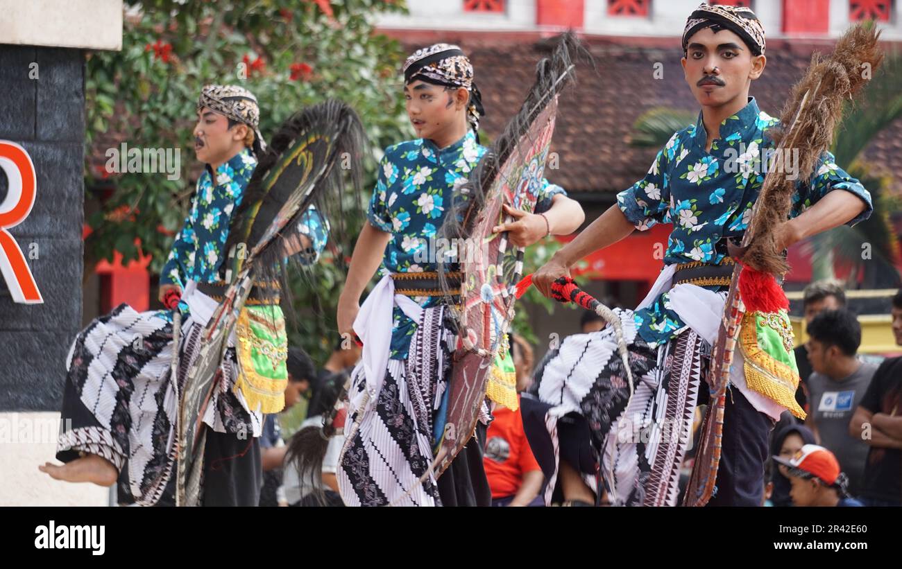 Jaranan dance, a traditional dance from Java. Jaranan comes from jaran which means horse Stock ...