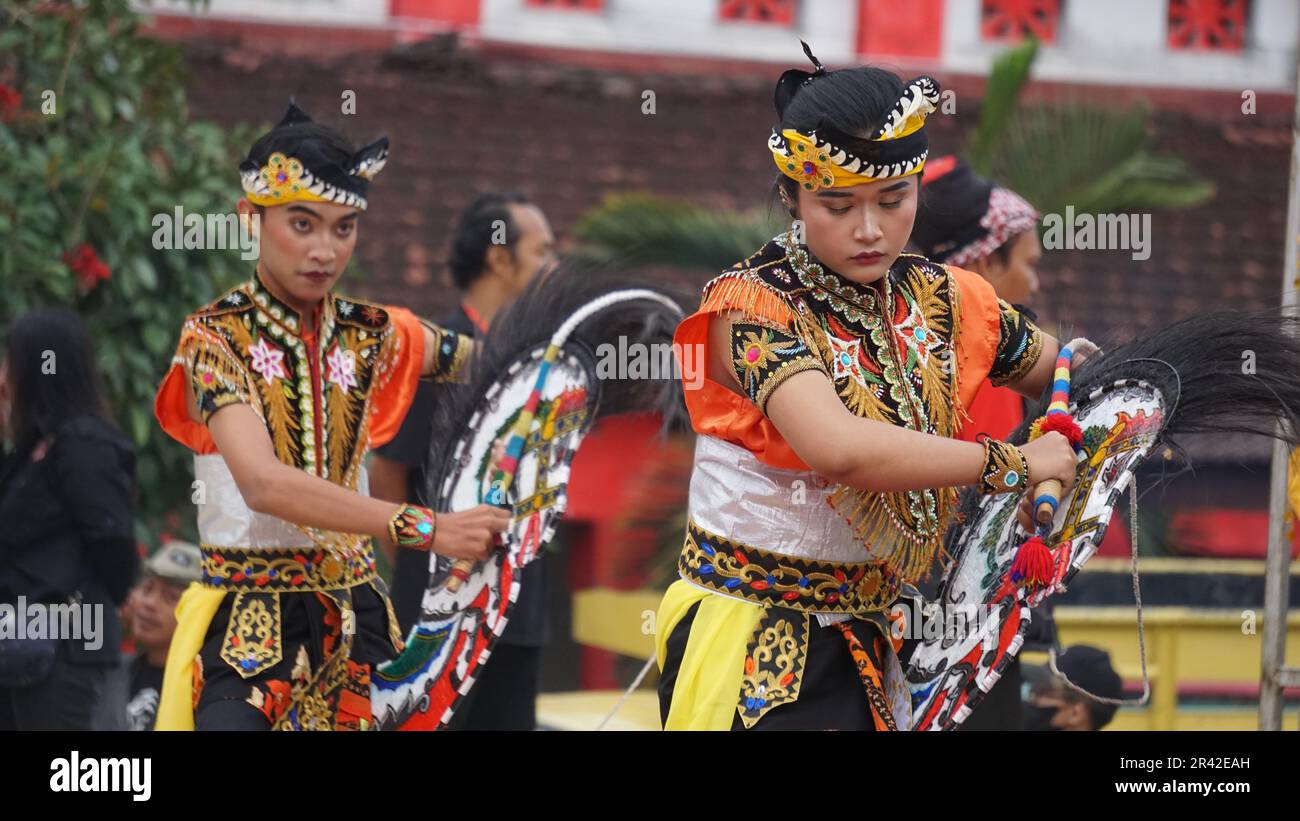 Jaranan dance, a traditional dance from Java. Jaranan comes from jaran which means horse Stock ...