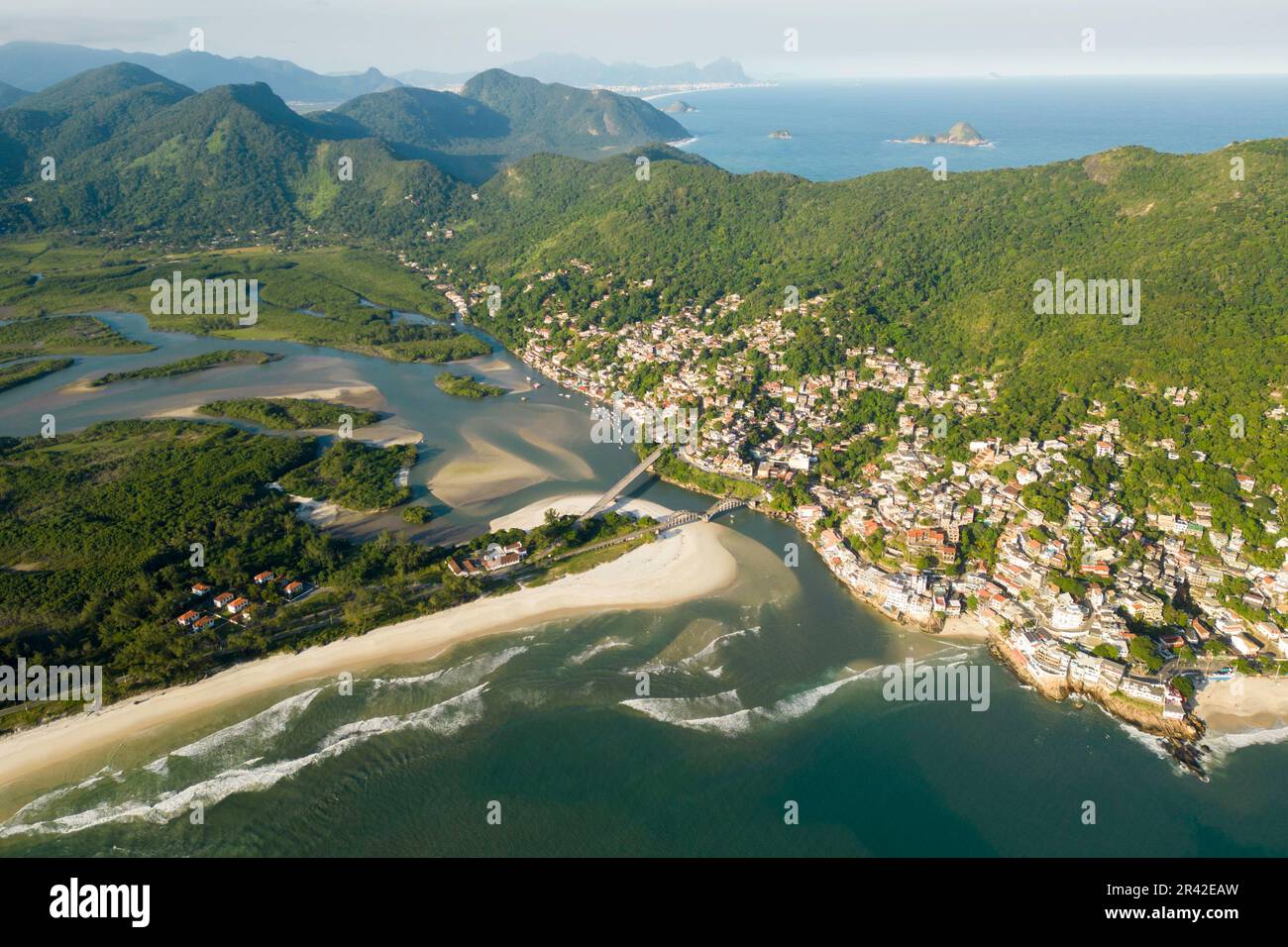 Aerial View of Barra de Guaratiba at the Coast of Rio de Janeiro ...