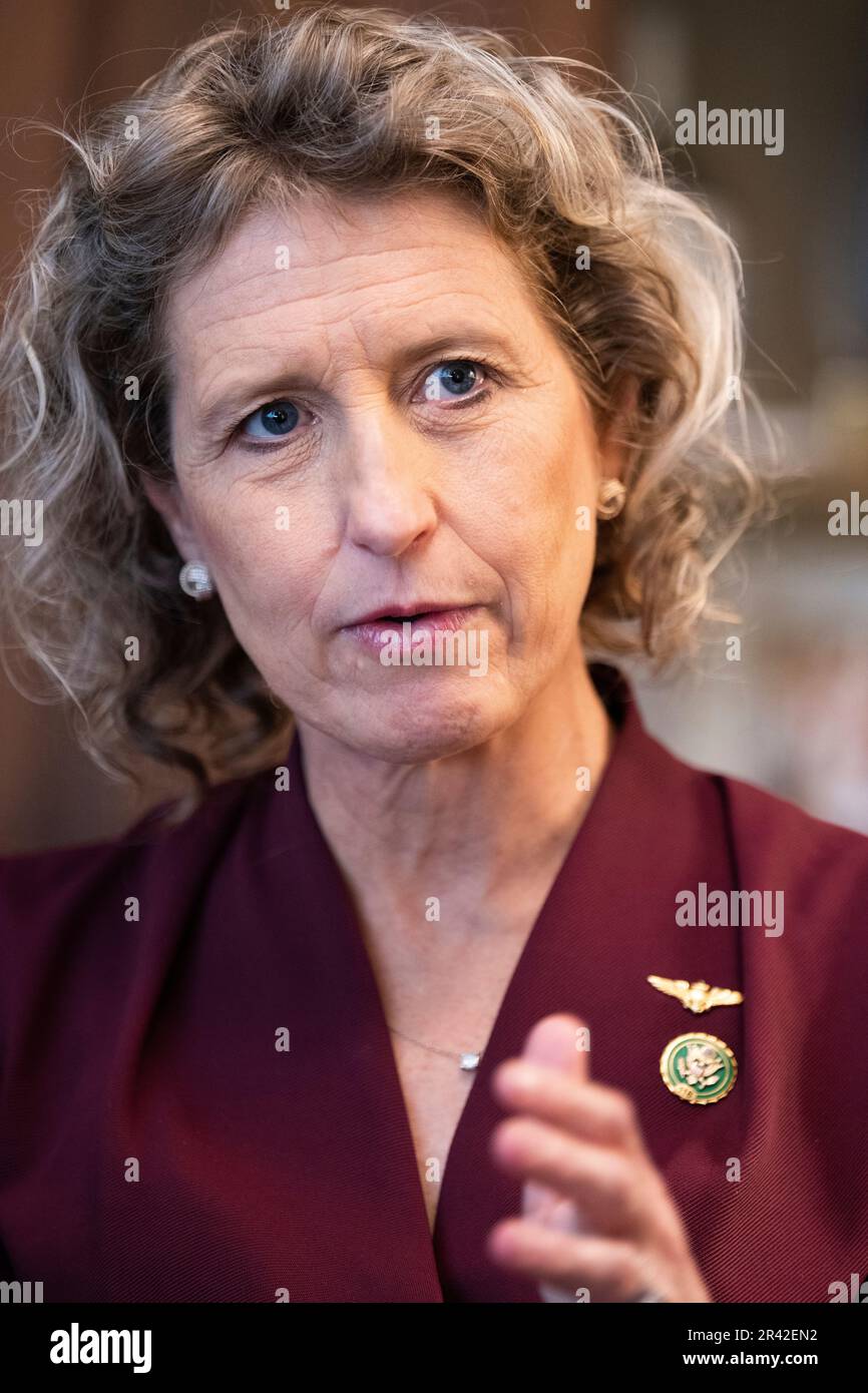 UNITED STATES - MAY 23: Rep. Jen Kiggans, R-Va., is interviewed by CQ ...