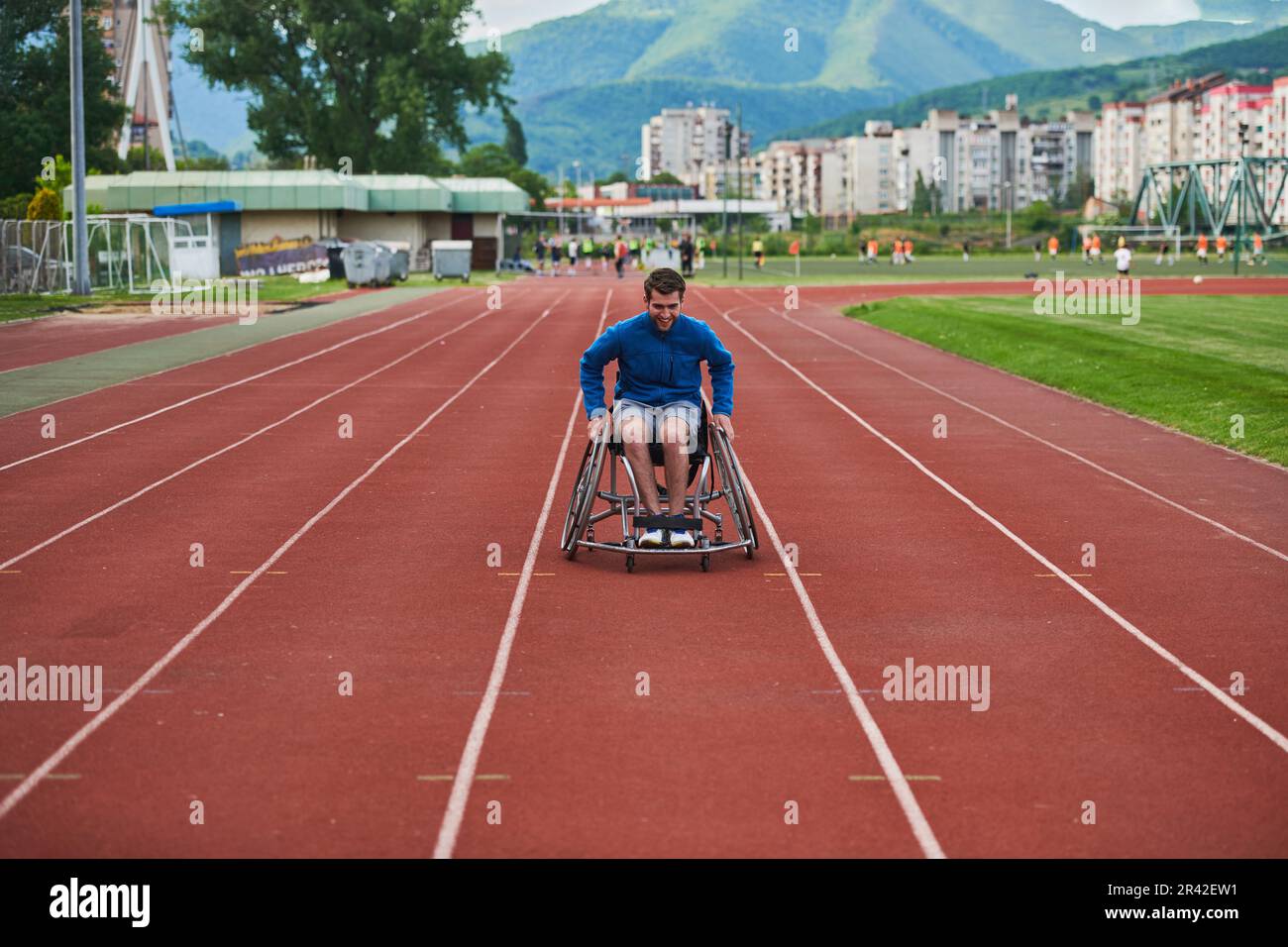 A person with disability in a wheelchair training tirelessly on the ...
