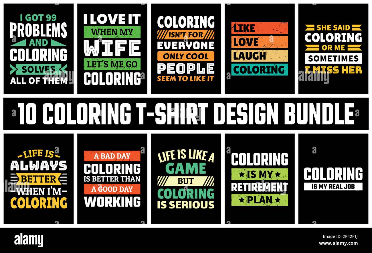 Coloring T Shirt Design Set Vector Stock Vector Image & Art - Alamy
