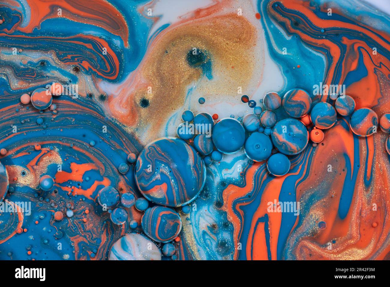 Abstract painting background asset with line of bubbles in swirling ...