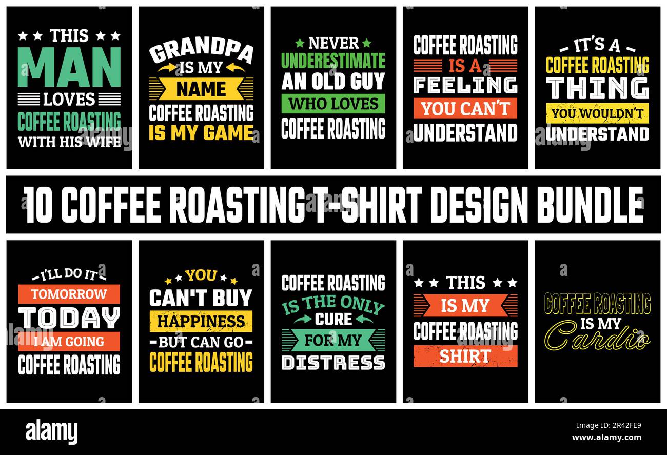 Coffee Roasting T Shirt Design Set Vector Stock Vector Image & Art - Alamy