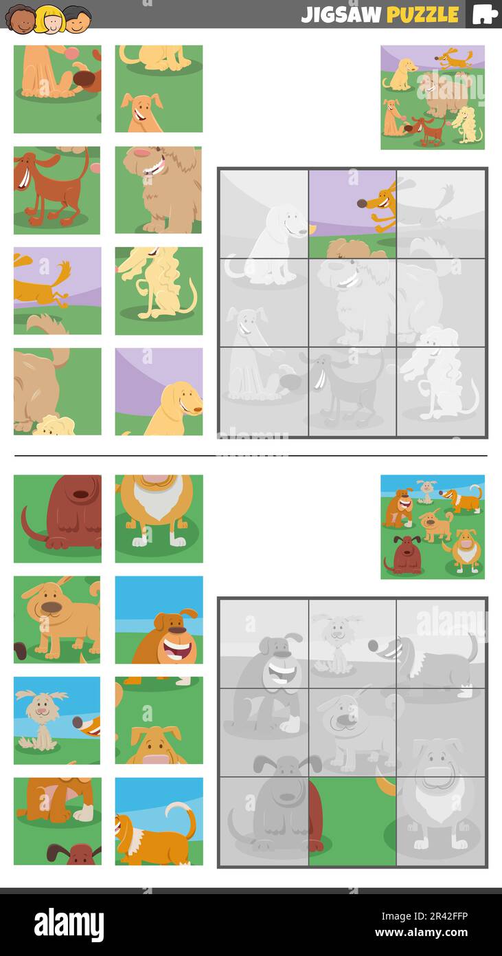 Cartoon illustration educational jigsaw puzzle hi-res stock photography ...