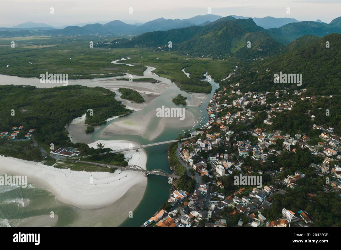 Aerial View of Barra de Guaratiba at the Coast of Rio de Janeiro ...