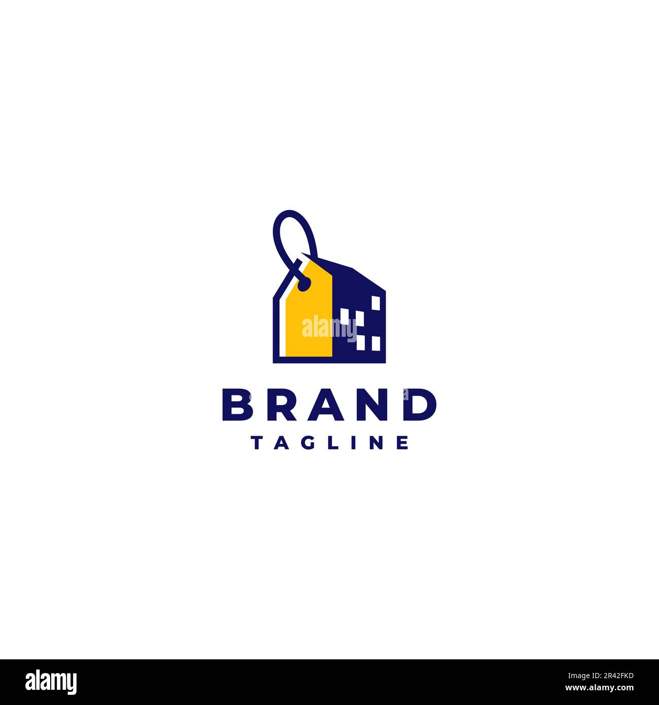 a House with a wall in the shape of a Price Tag. Logo template about ...