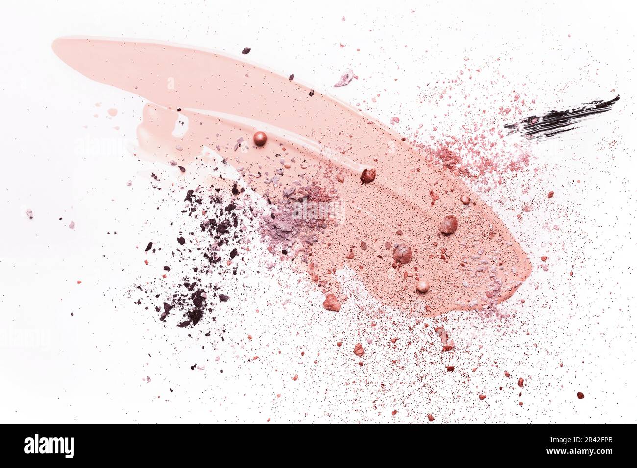 Beauty concept with abstract Smudged makeup foundation, broken shadows ...