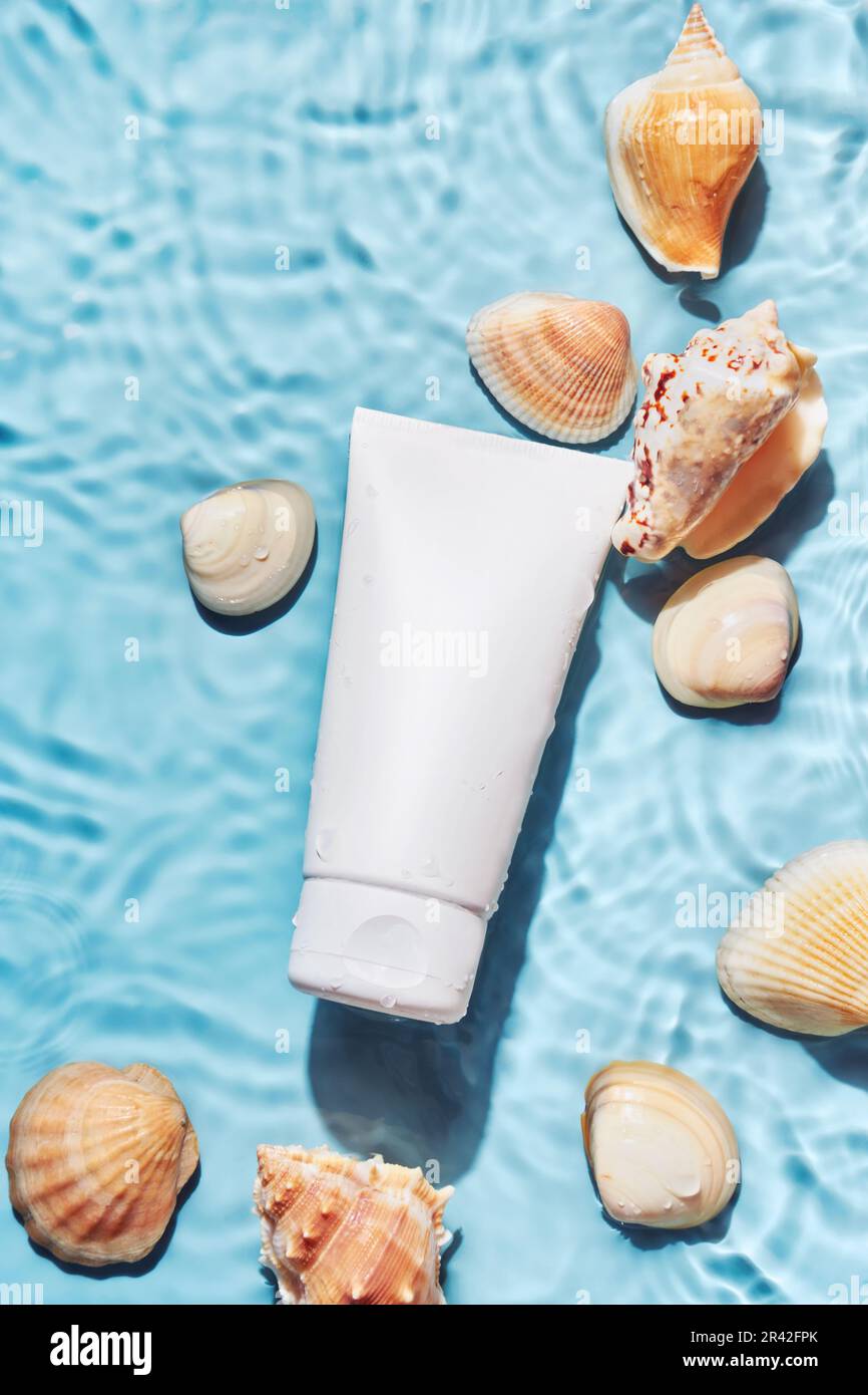 Organic cosmetic product with sea minerals. Skincare treatment cream or ...