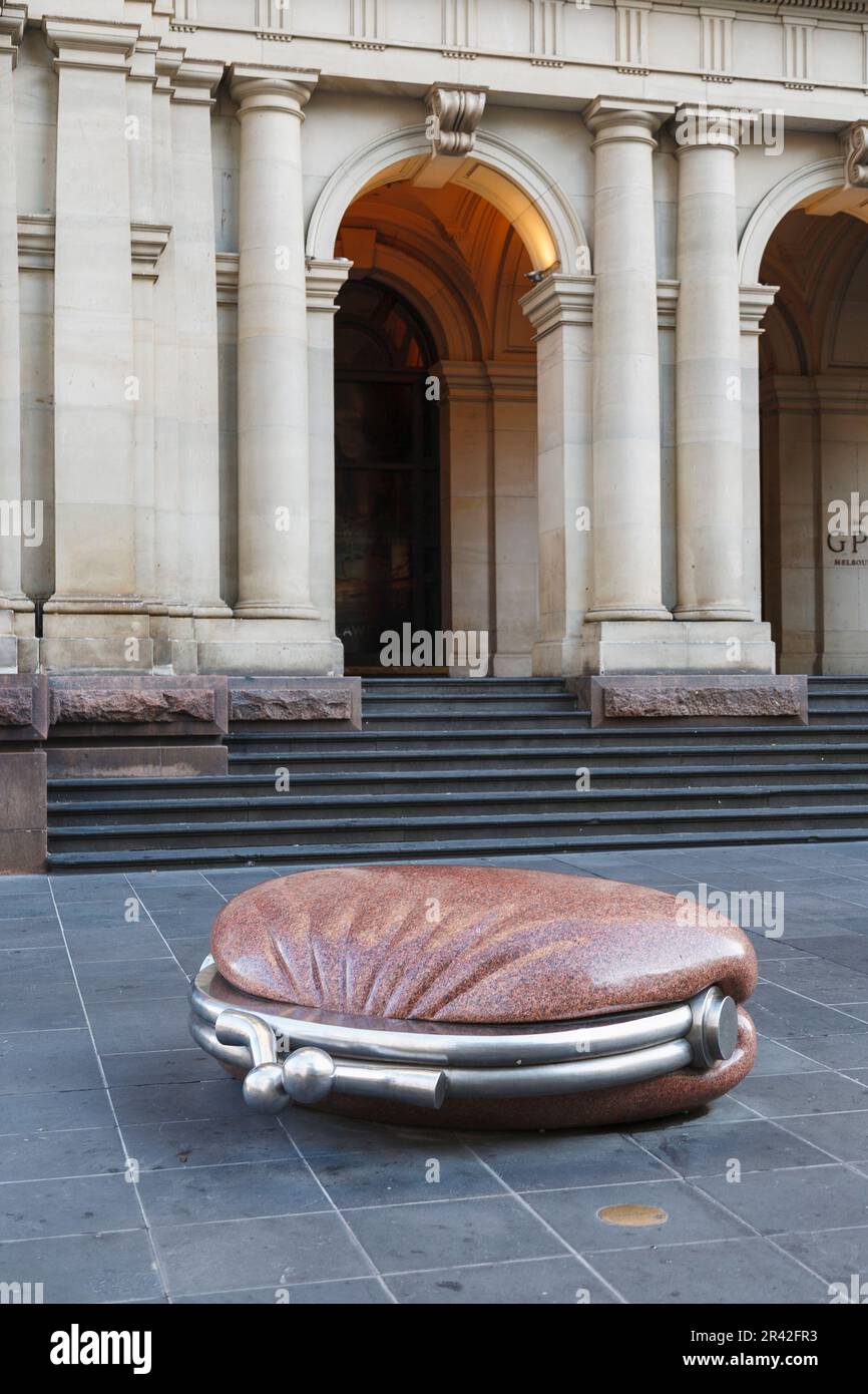 Simon Perry’s The Public Purse outside Melbourne's GPO Stock Photo - Alamy