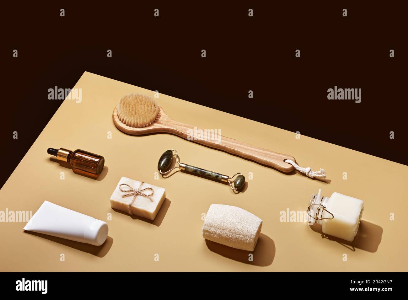 Natural Hygiene Products Background Bathroom Spa Composition With